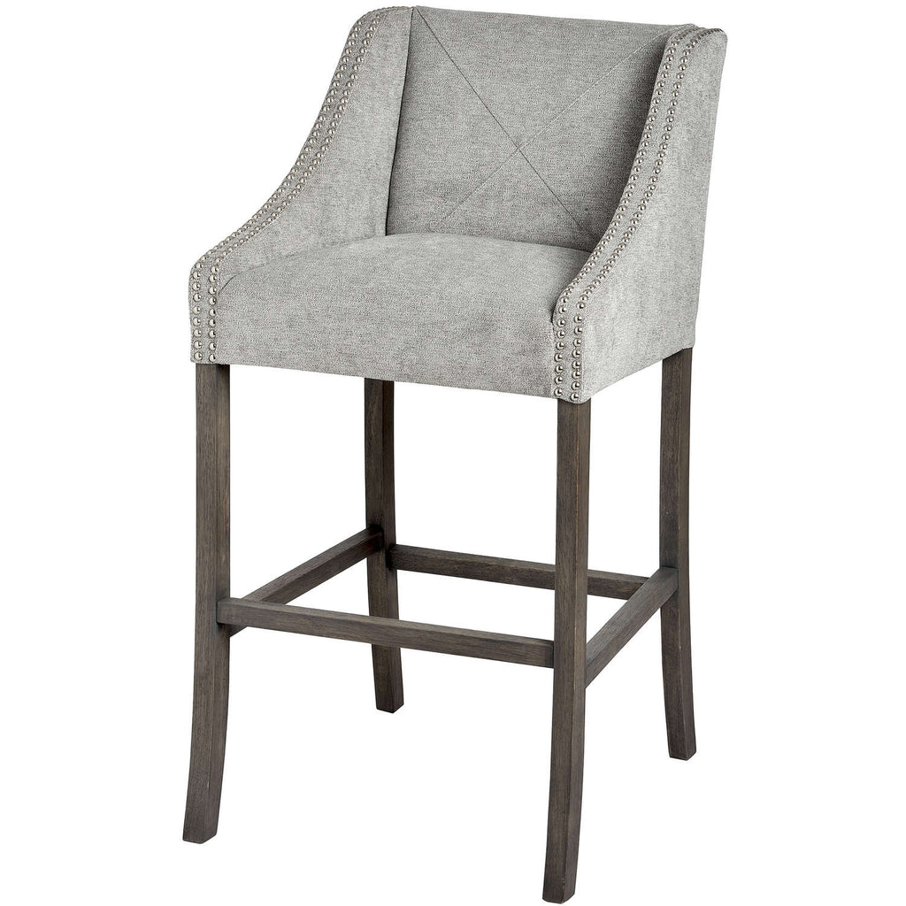 Grey Fabric Luxury Ring Back Bar Stool